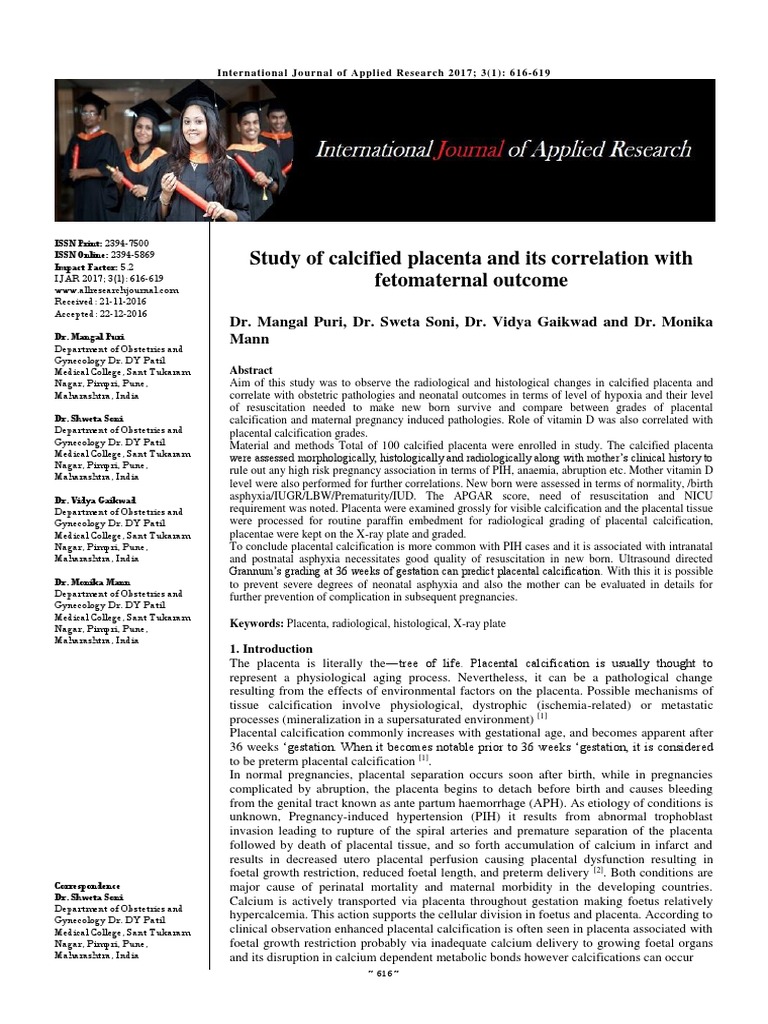 Study of Calcified Placenta and Its Correlation With | PDF | Preterm ...