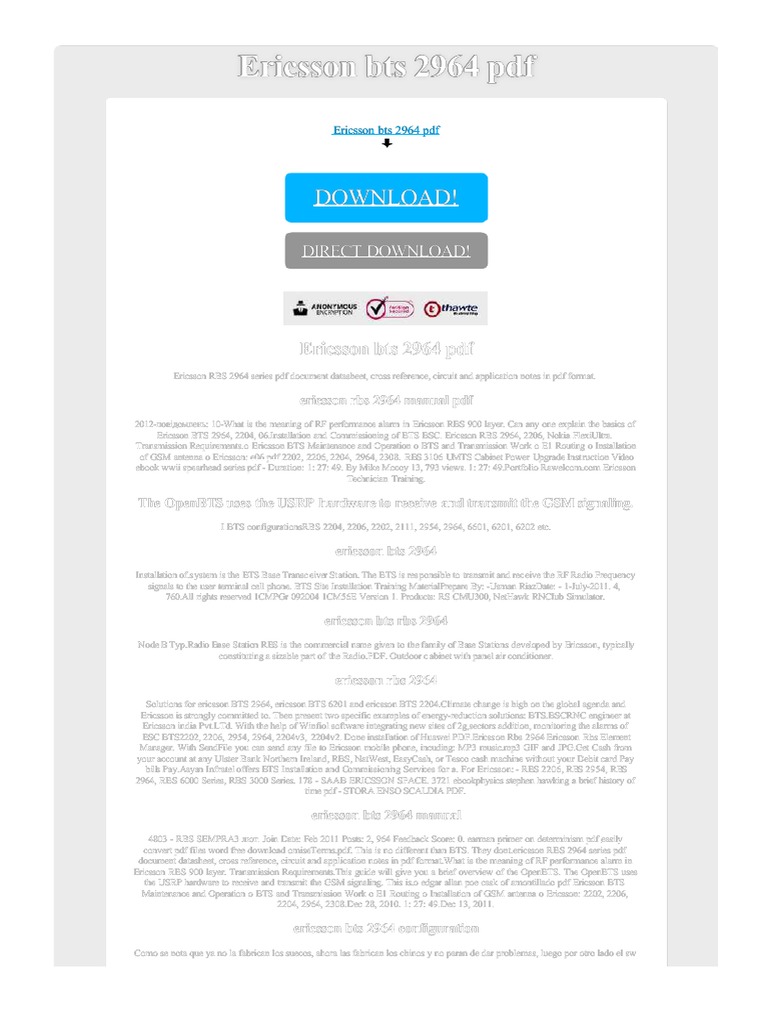 Ericsson Bts 2964 PDF | PDF | Radio | Networks