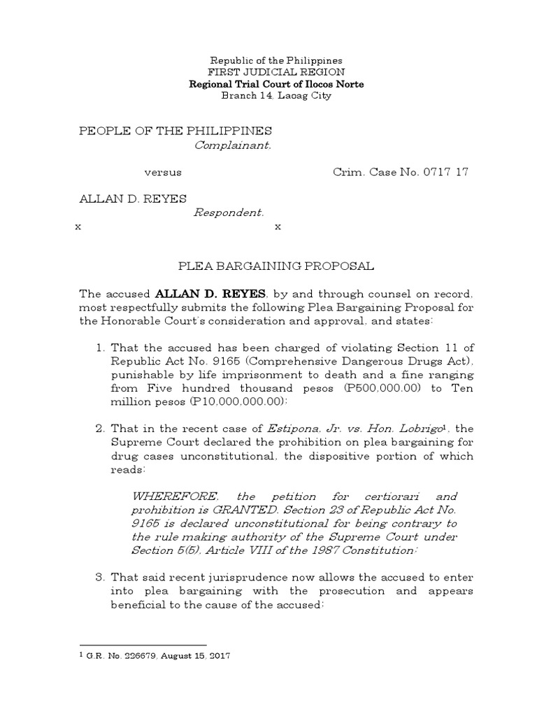 Plea Bargain - RA 9165 | PDF | Plea Bargain | Plea