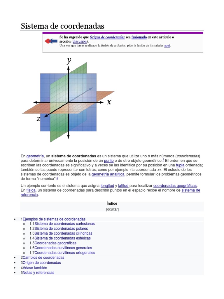 Sistemas de coordenadas: definición, tipos y aplicaciones | PDF | Sistema coordinado | Geometría