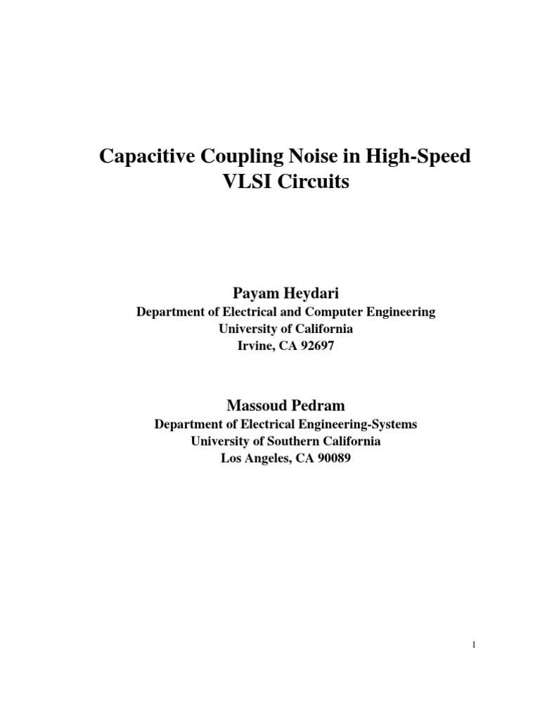 Capacitive Coupling Noise In High Speed Vlsi Circuits Payam Heydari