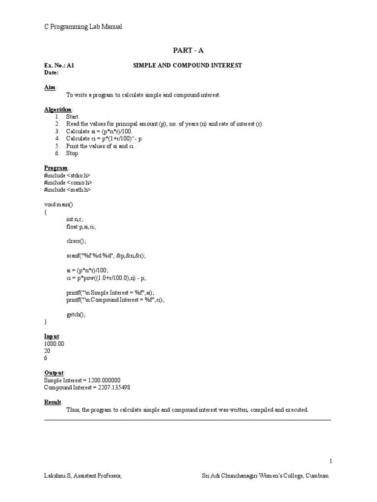 C Lab Manual Pdf C Programming Language Pointer Computer 8392