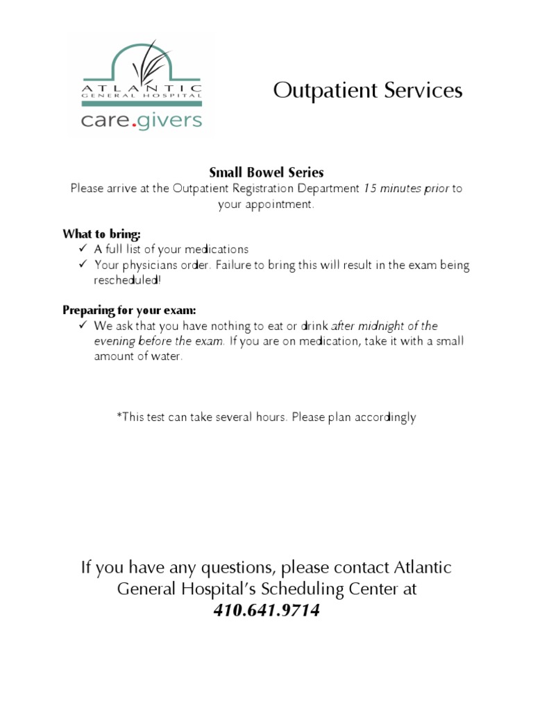 Small Bowel Series Checklist | PDF