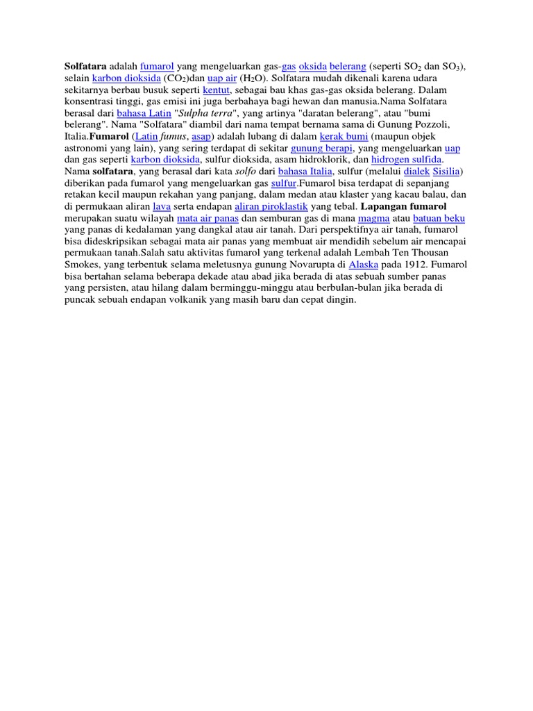 Solfatara Adalah Fumarol Yang Mengeluarkan Gas | PDF