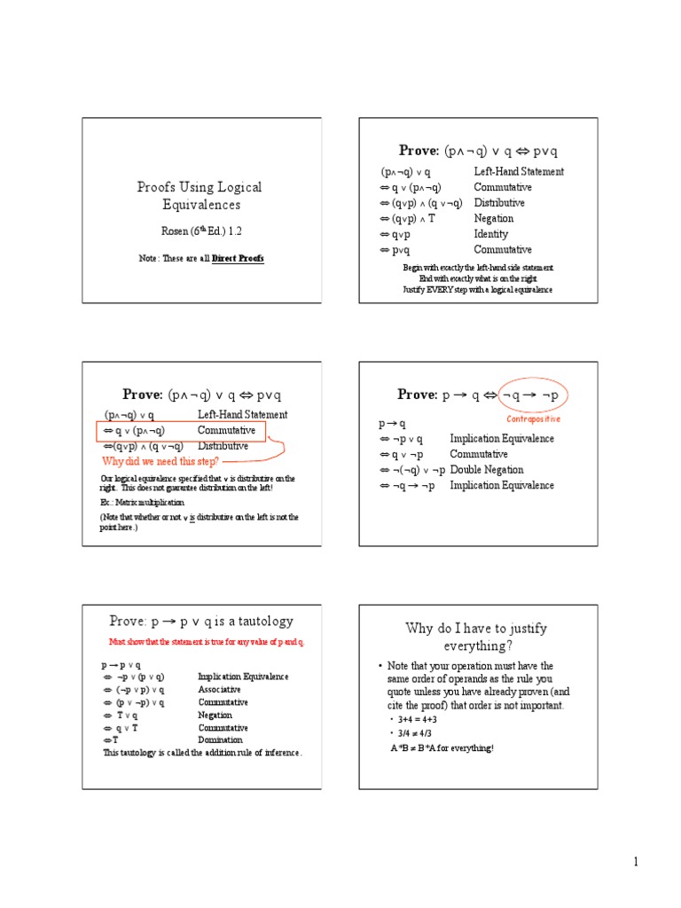 Logical Equivalence Proofs Guide | PDF | If And Only If | Logical ...