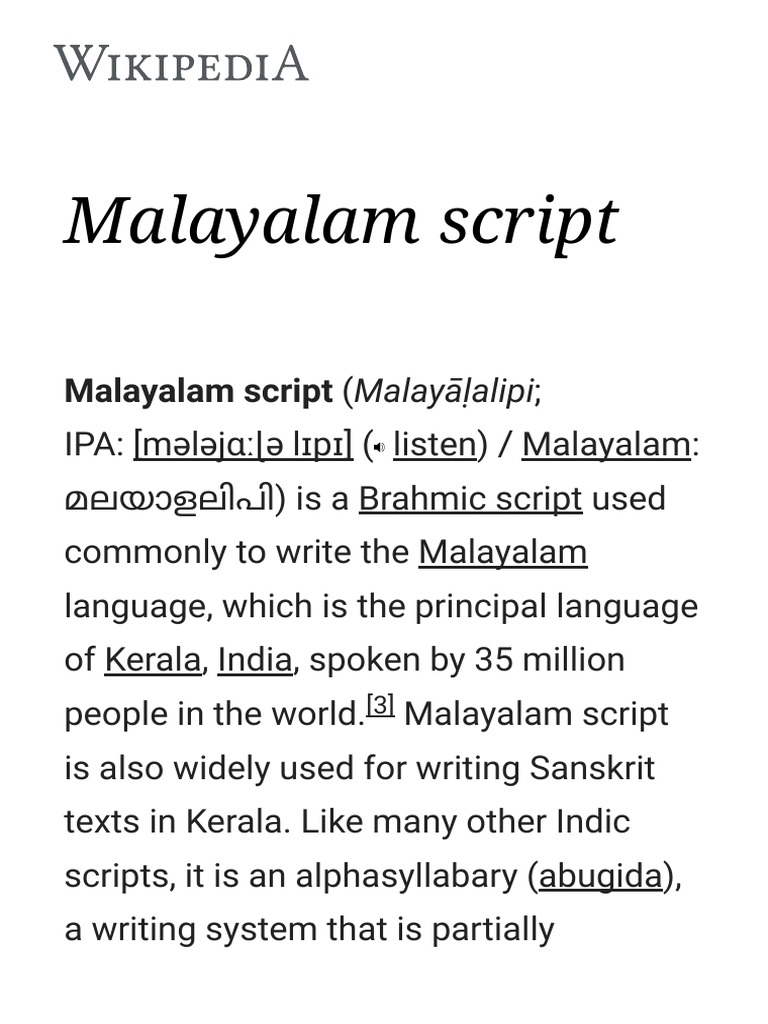 An In-Depth Look at the History and Characteristics of the Malayalam ...