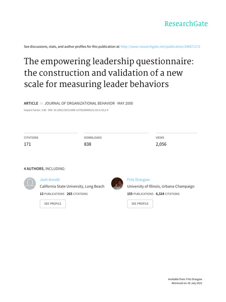 The Empowering Leadership Questionnaire: The Construction and ...