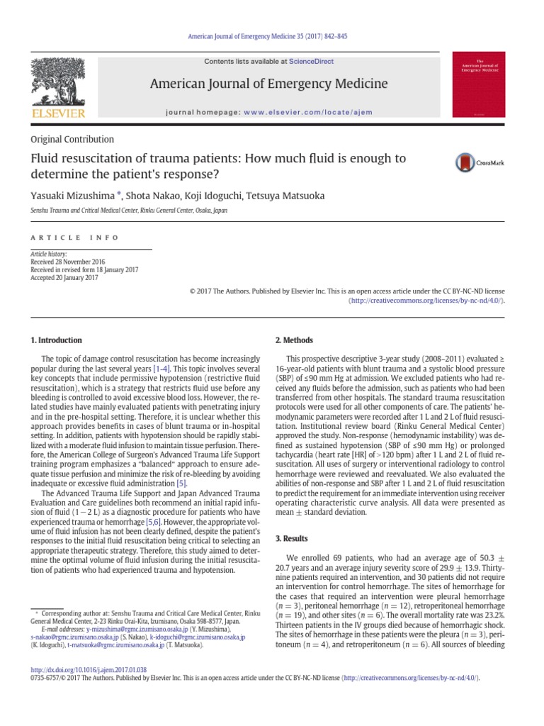 Fluid Resus | PDF | Major Trauma | Cardiopulmonary Resuscitation