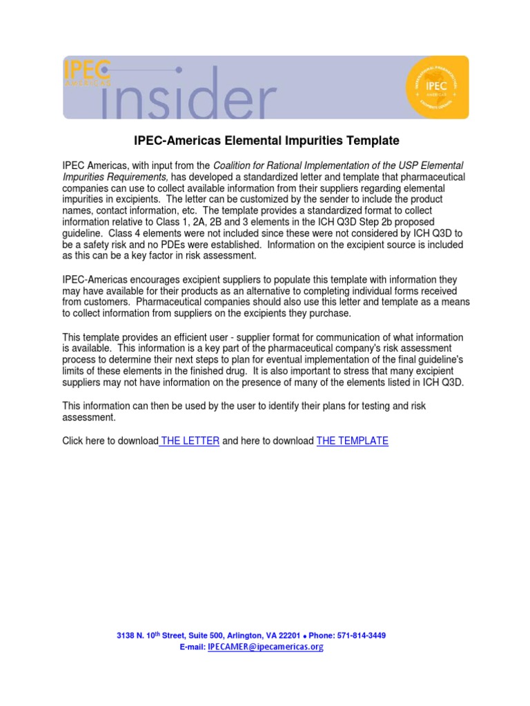 1-Elemental Impurities Templates PDF | PDF