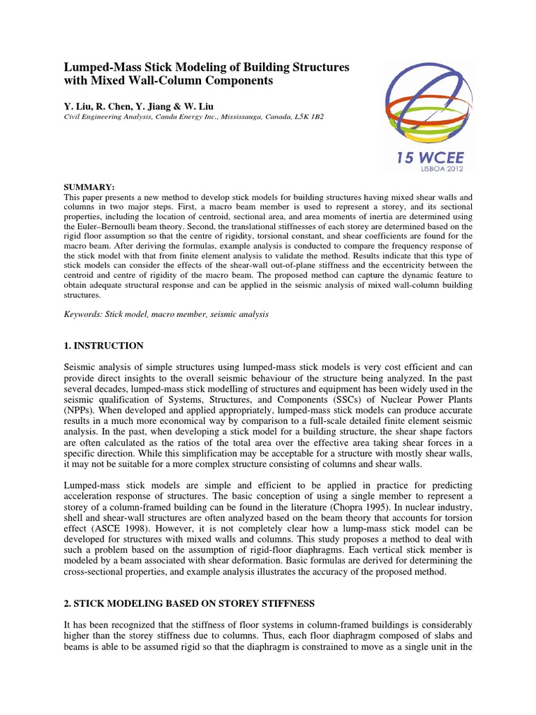 Modeling Mixed Shear Wall and Column Building Structures Using Lumped ...