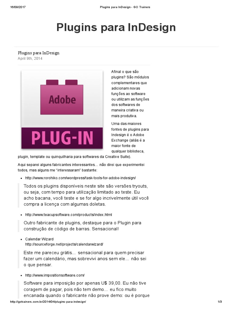 Plugins para InDesign - GO Trainers | PDF | Plug-in (informática ...