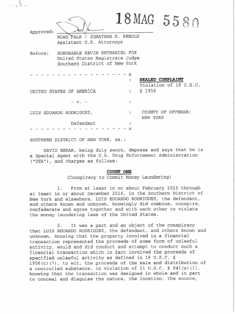 U.S. v. Luis Edwardo Rodriguez Complaint | PDF