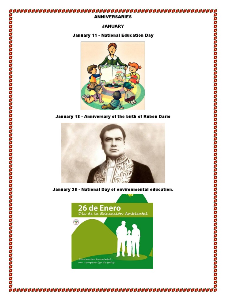 Anniversaries January January 11 - National Education Day | PDF