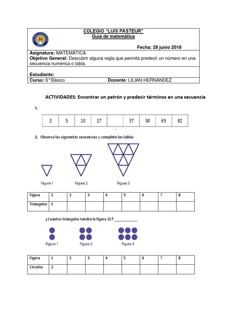Guia 1 Algebra y Patrones | PDF