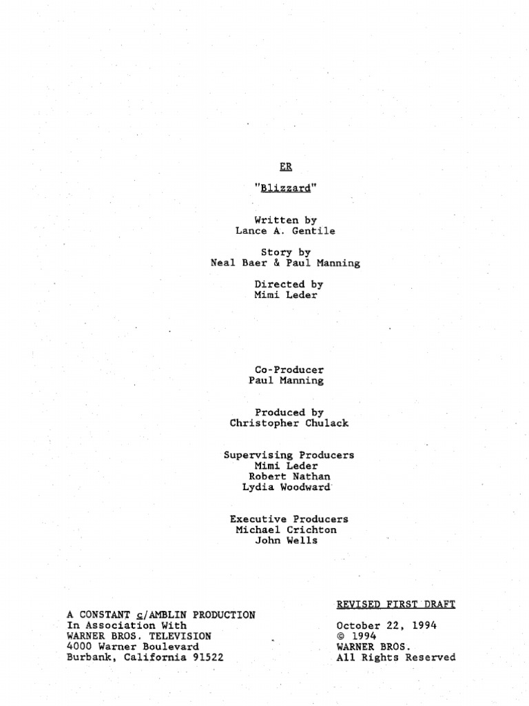ER Script "Blizzard" | PDF