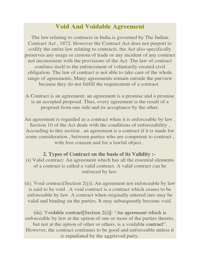 Void and Voidable Agreement | PDF | Arbitration | Common Law