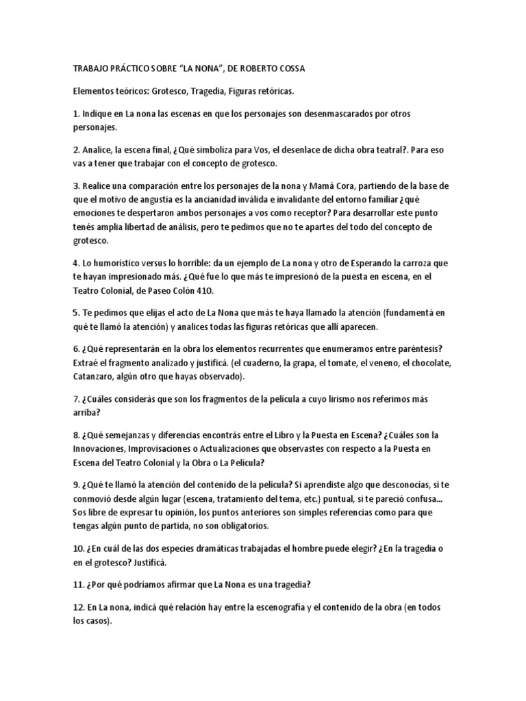 Trabajo Práctico Sobre La Nona | PDF | Novela negra, policíaca y suspenso