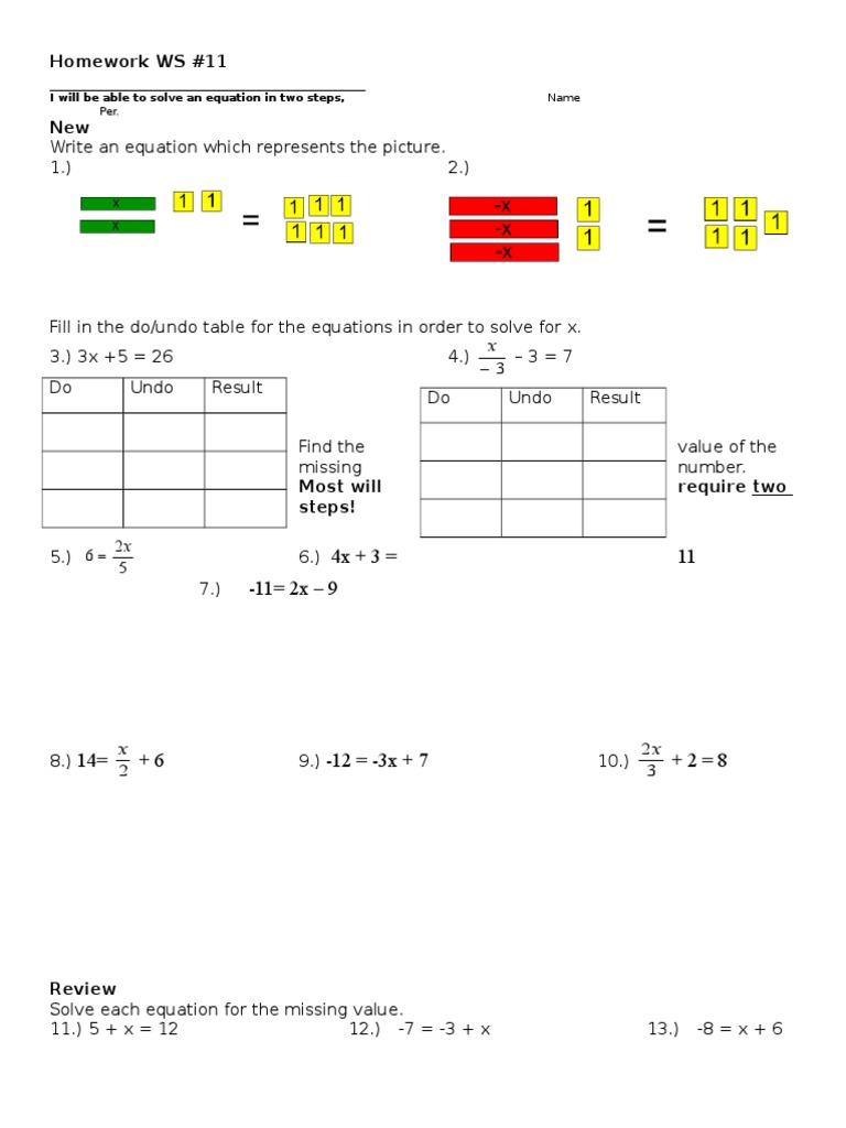 HW11 Two Step Equations | PDF