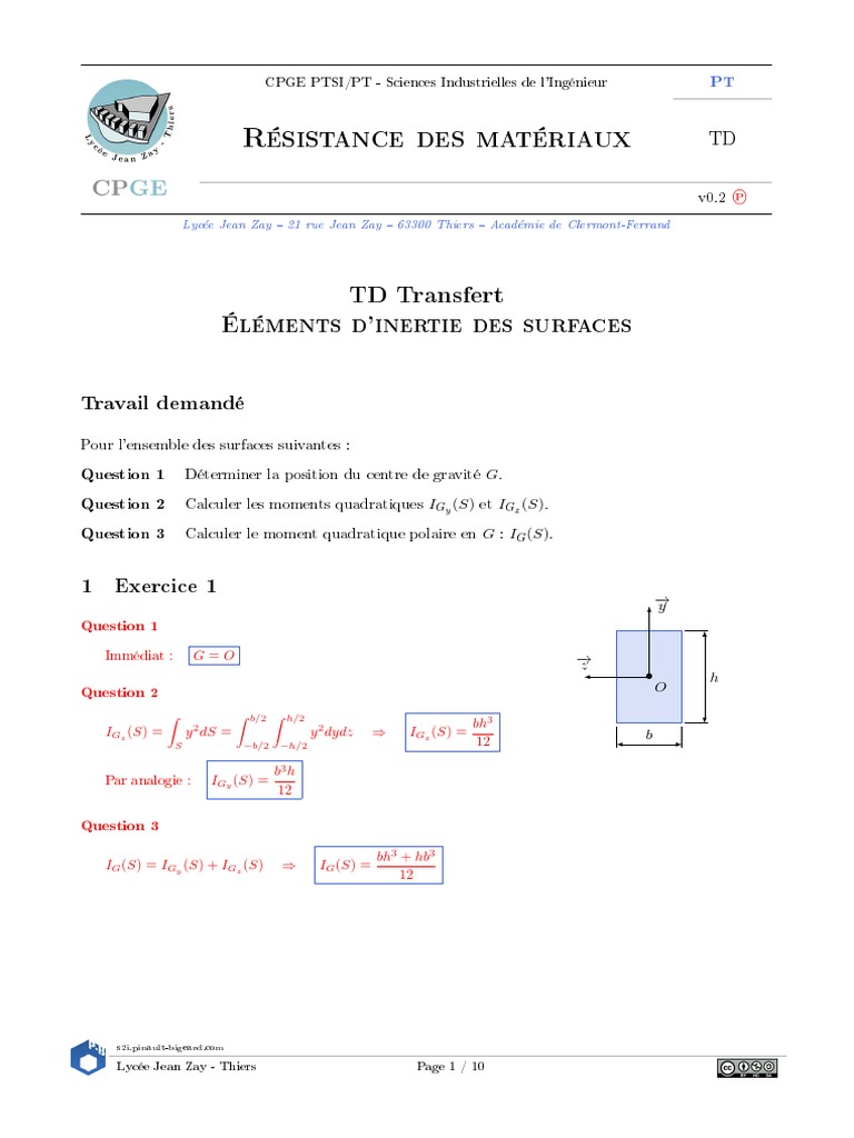 Calcul des moments quadratiques | PDF | Mécanique newtonienne | Espace