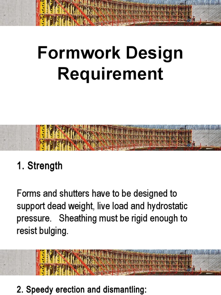 Formwork Design Requirement | PDF | Lumber | Concrete