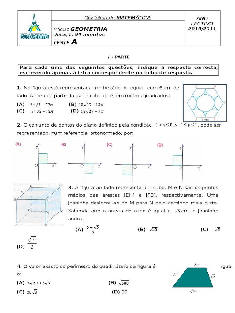 Geometria e álgebra para prova de matemática | PDF | Geometria | Geometria Euclidiana