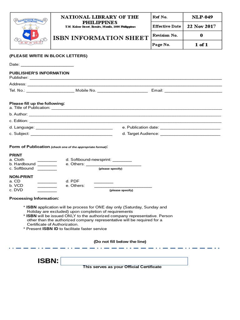 ISBN Information Sheet | PDF | International Standard Book Number ...