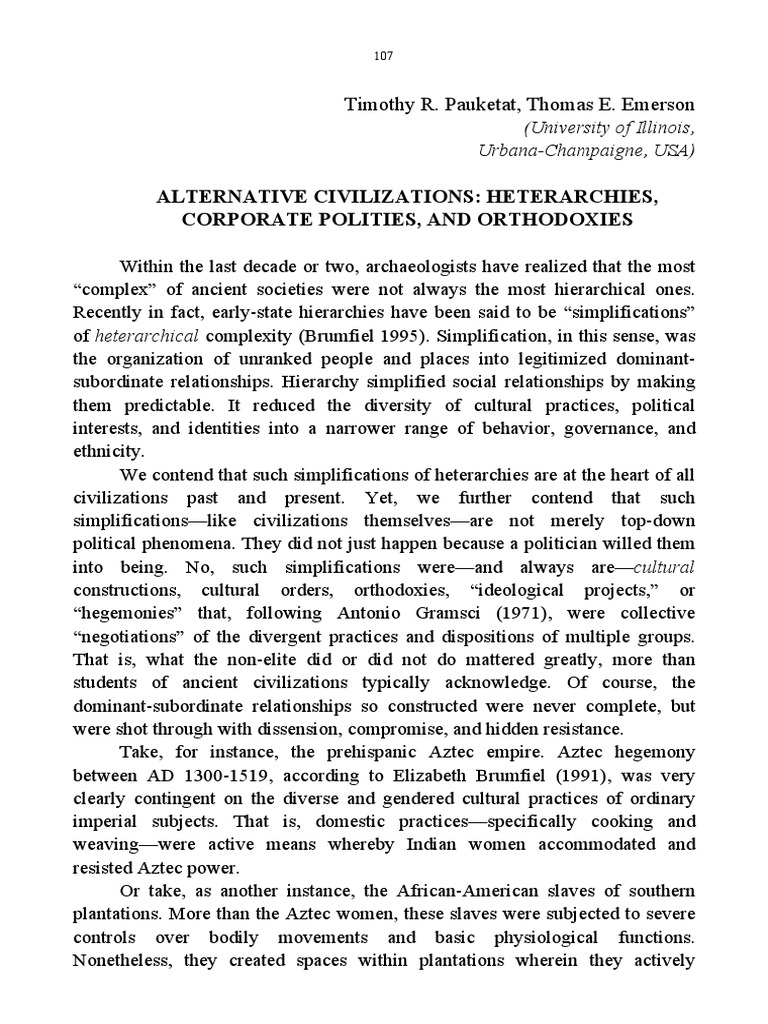 Alternative Civilizations: Heterarchies, Corporate Polities, and ...