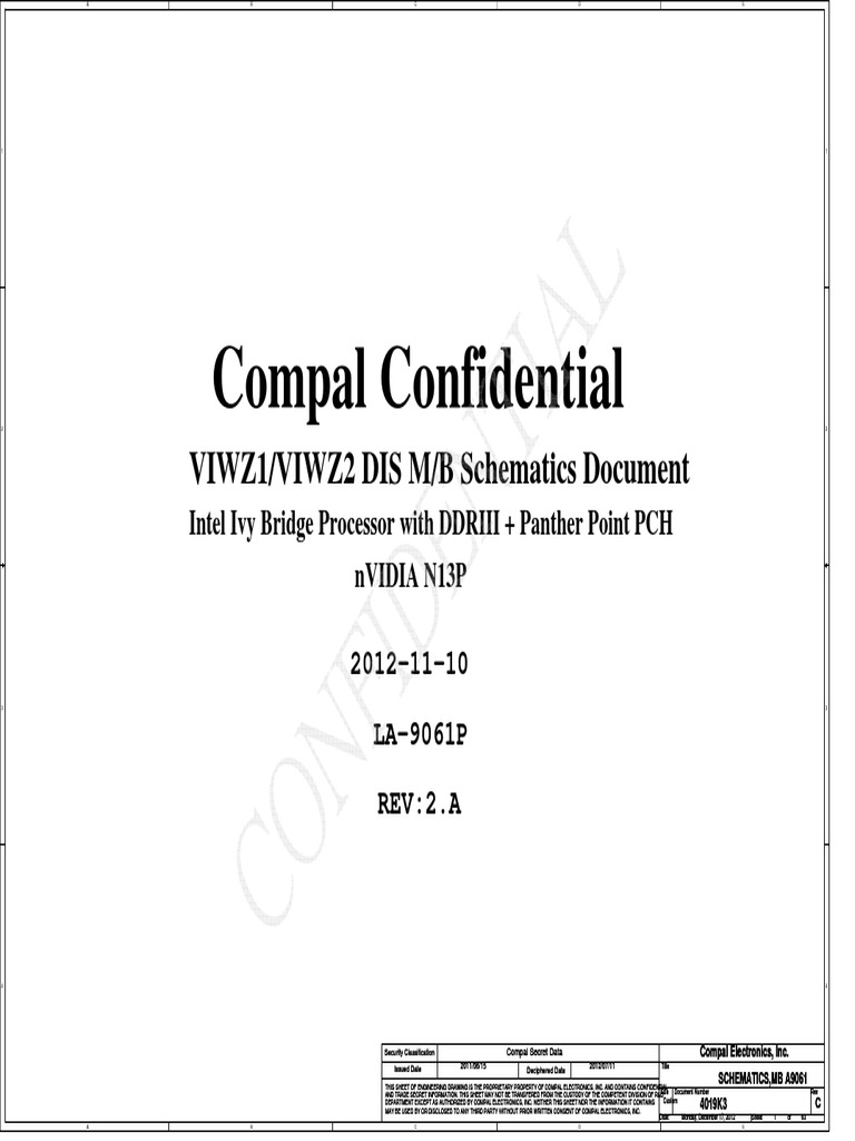 Compal La-9061p R2.a Schematics | PDF | Usb | Physical Layer Protocols