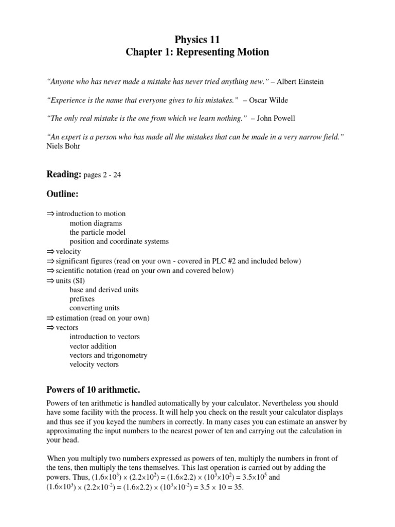 Chapter 1 - Representing Motion | PDF | Significant Figures ...