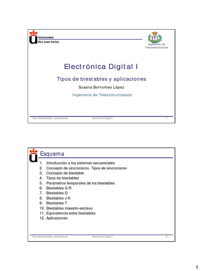 6 - Tipos de Biestables y Aplicaciones | PDF | Electrónica digital ...