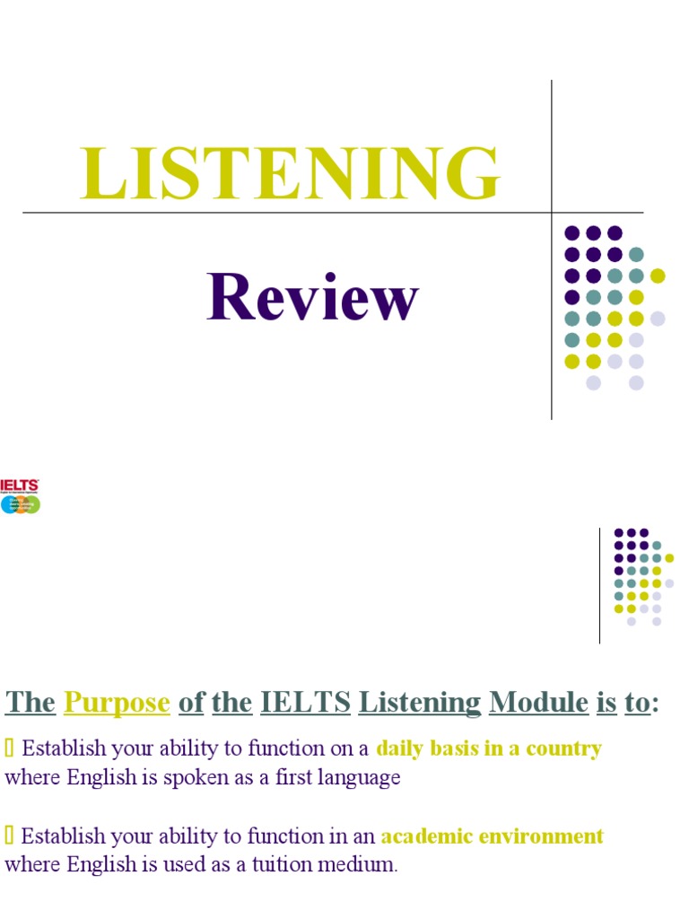 IELTS Listening Lecture | PDF | International English Language Testing ...
