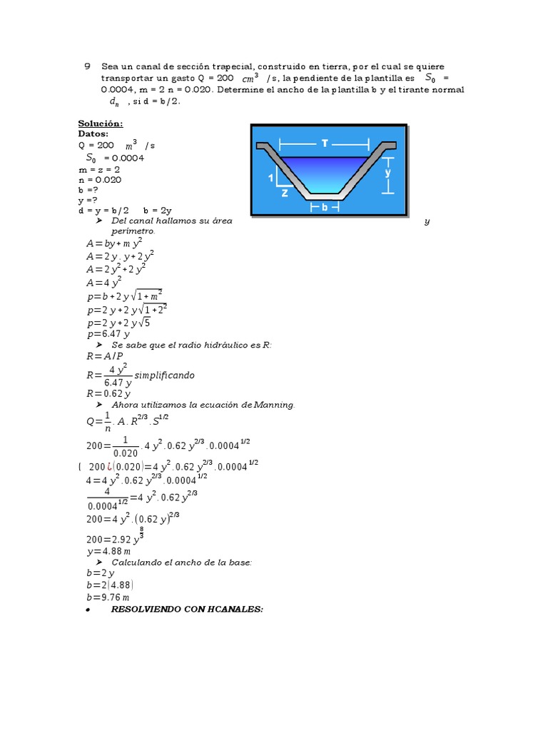 Ejercicios Resueltos de Estructuras Hidr | PDF | Pendiente | Ecuaciones