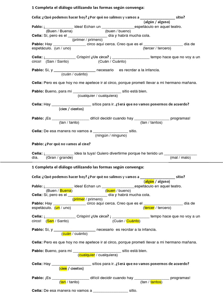 Apocope Actividad y Respuestas | PDF | Ocio