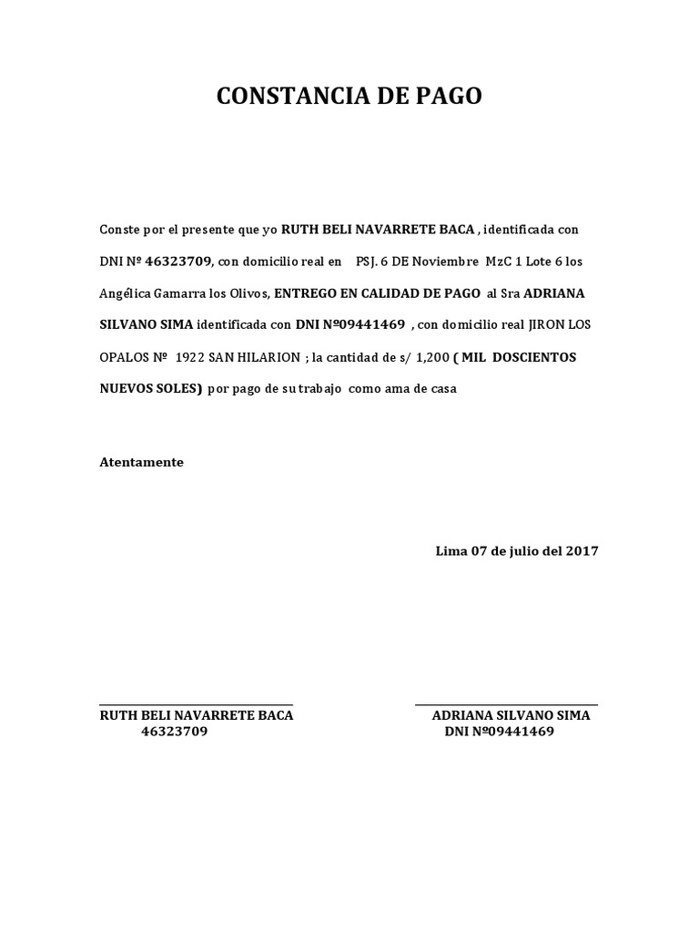 Constancia de Pago | PDF