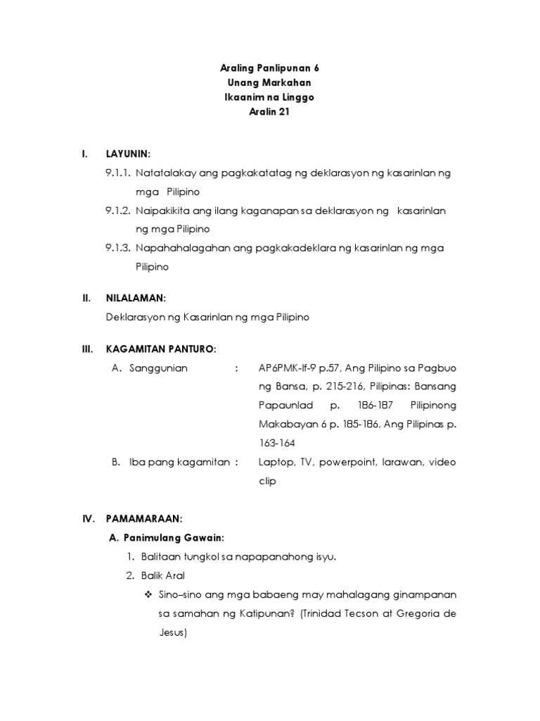 AP 6 Unang Markahan Ikaanim Na Linggo | PDF