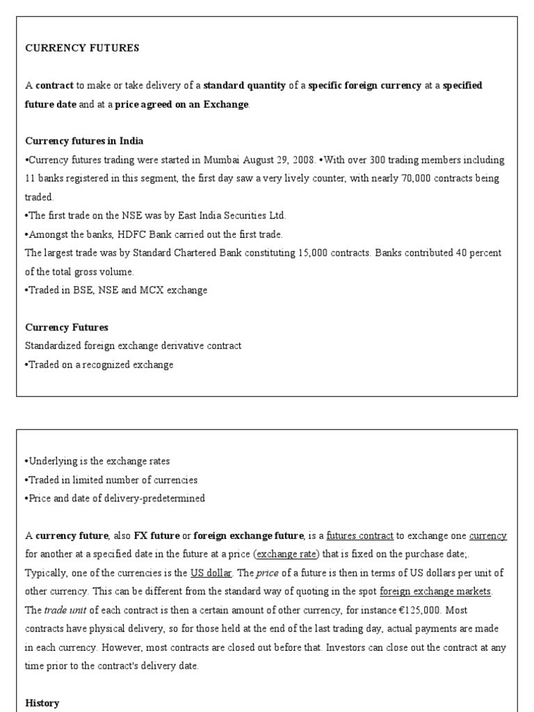 Currency Futures Niv | PDF | Hedge (Finance) | Futures Contract
