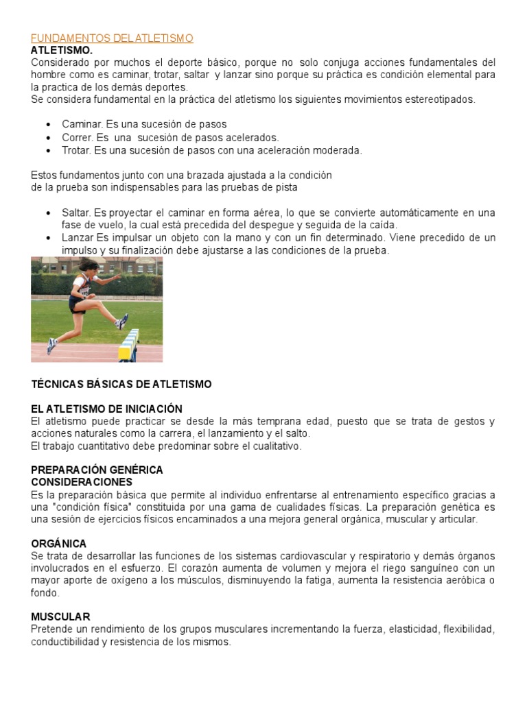 Fundamentos Básicos del Atletismo | PDF | Deporte del atletismo | Maratón