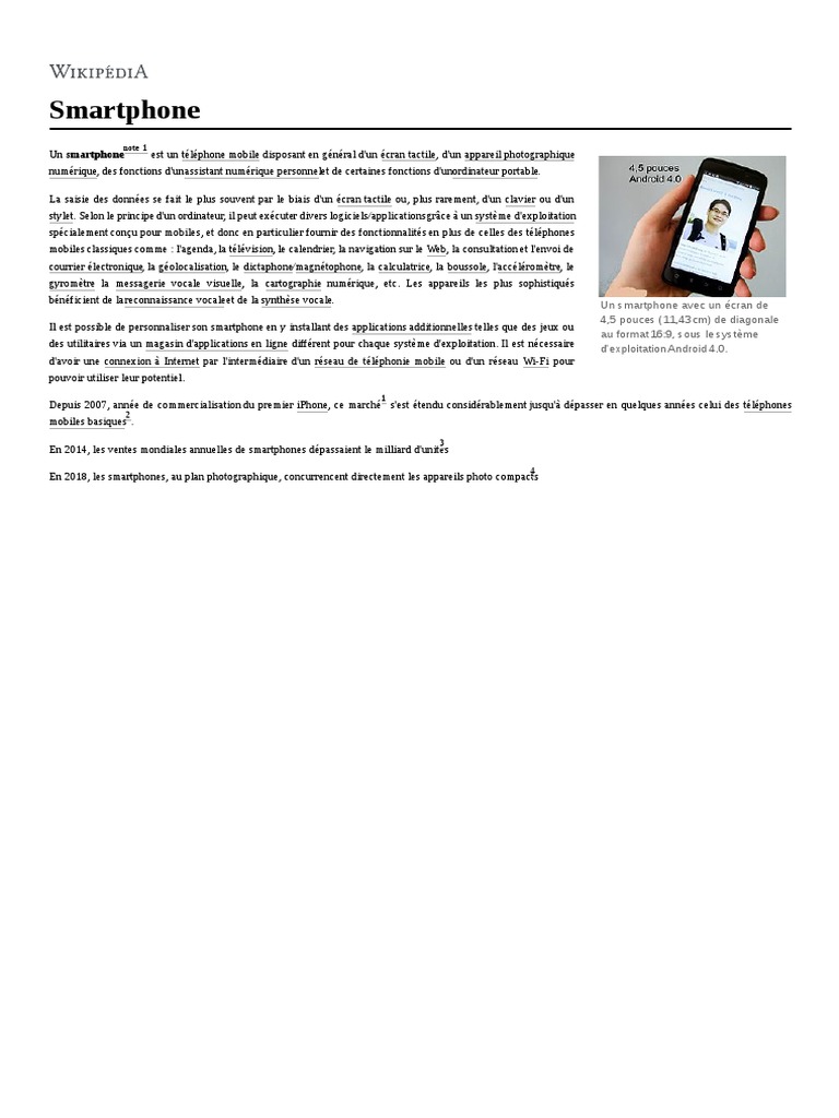Smartphone | PDF | Téléphone intelligent | Assistant personnel numérique