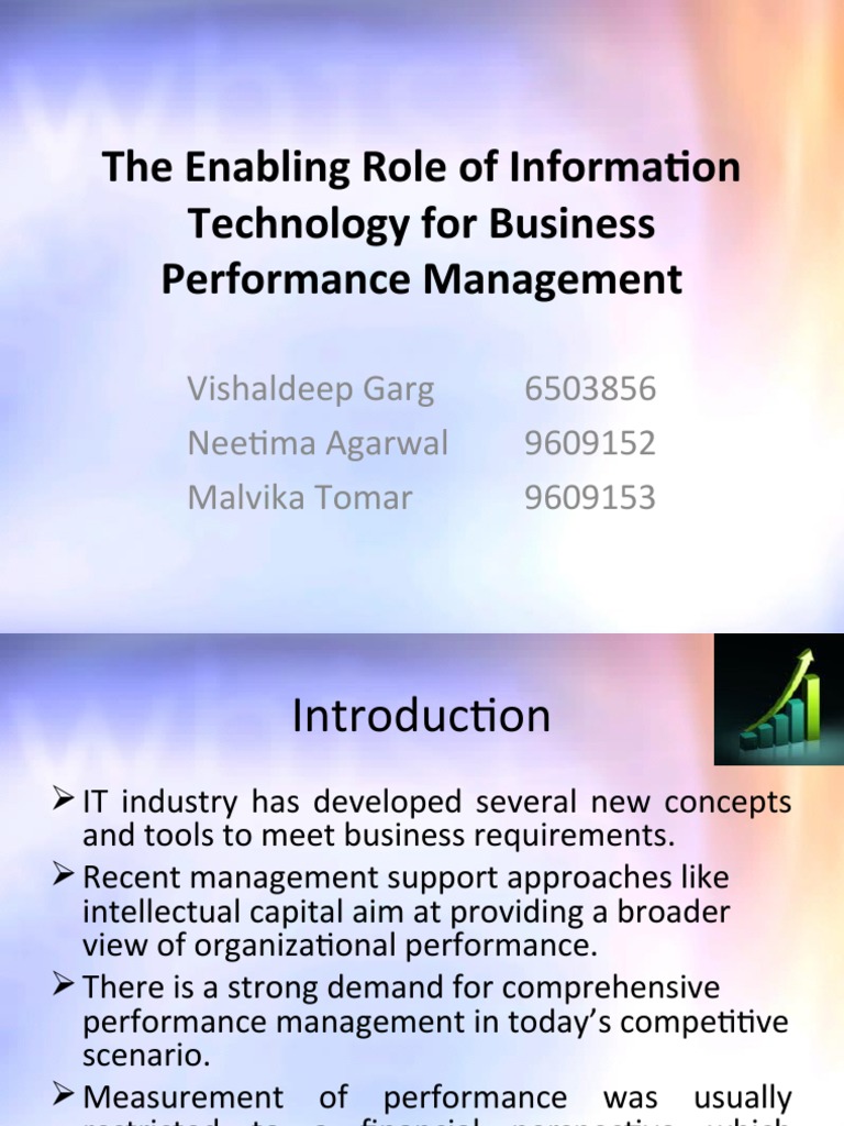 The Enabling Role of Information: Technology For Business Performance ...