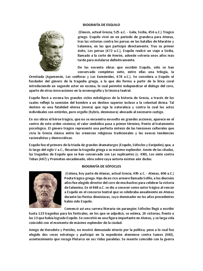 Biografía de Esquilo | PDF | Esquilo | Tragedia griega
