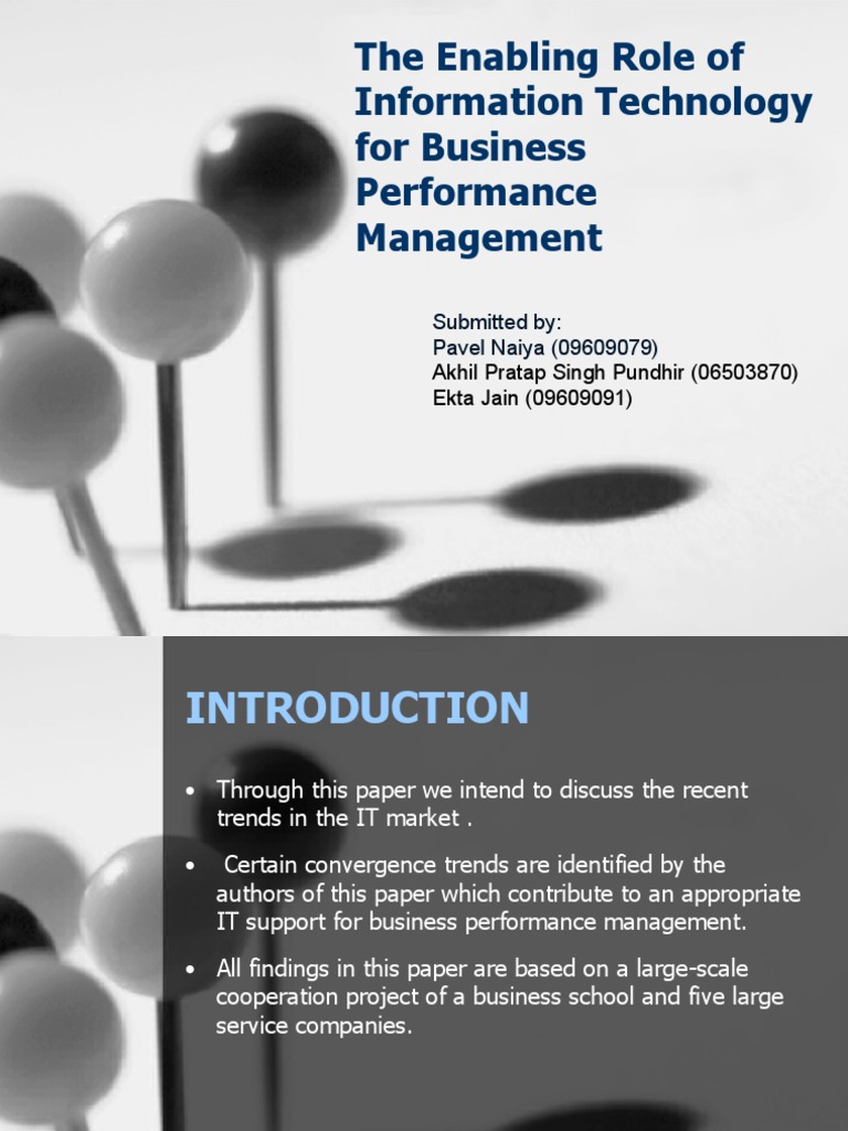The Enabling Role of Information: Technology For Business Performance ...