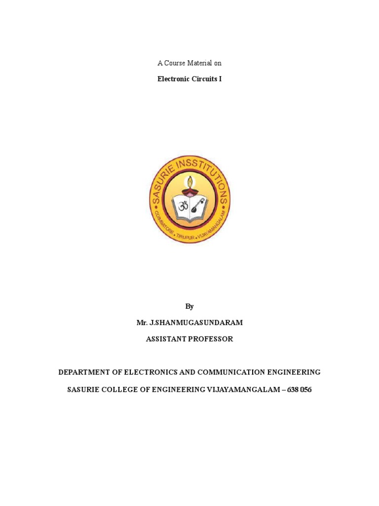 Ec6304 Electronic Circuits-I Old | PDF | Field Effect Transistor | Amplifier