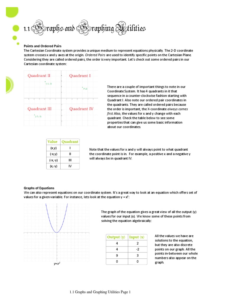 Understanding Graphs and Their Utilities | PDF | Cartesian Coordinate ...