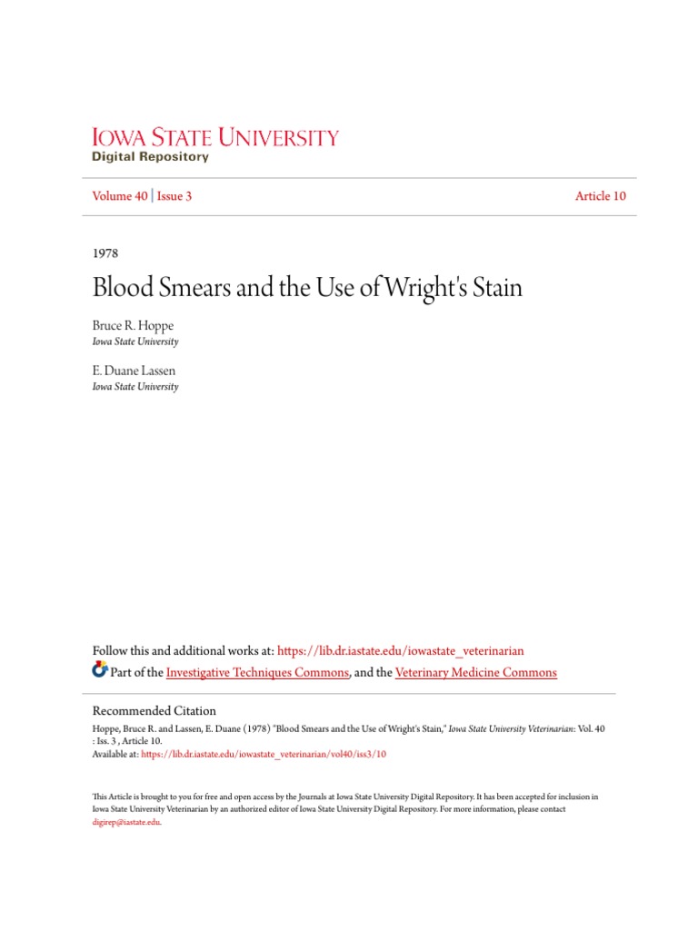 Blood Smears and The Use of Wrights Stain | PDF | Staining | Chemistry