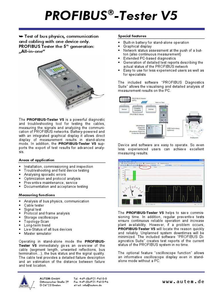 Data Sheet PROFIBUS-Tester V5 | PDF | Electrical Connector | Computer ...