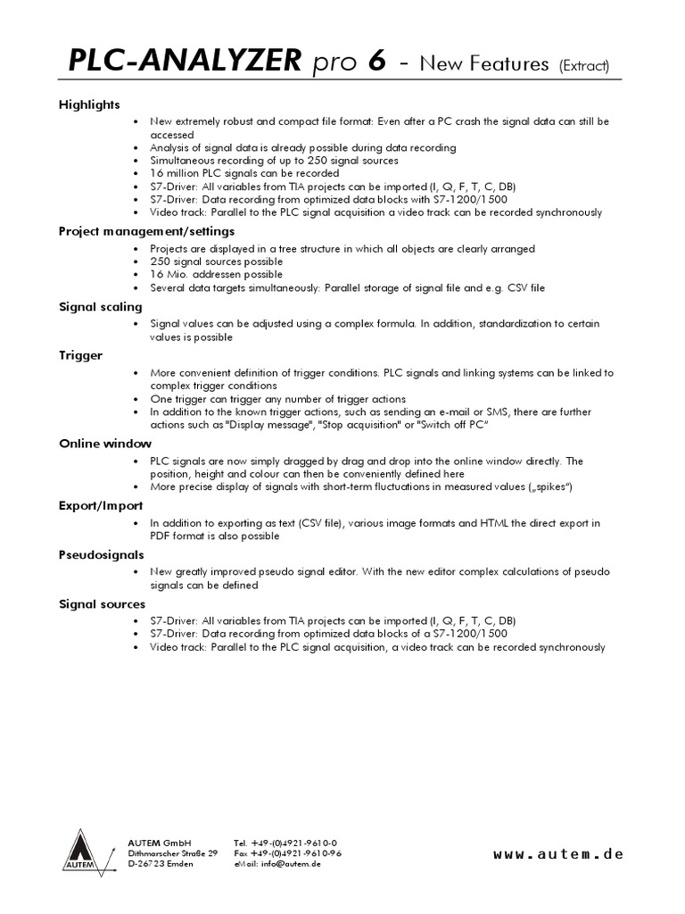 New Features Plc-Analyzer Pro 6 | PDF | Video | C (Programming Language)