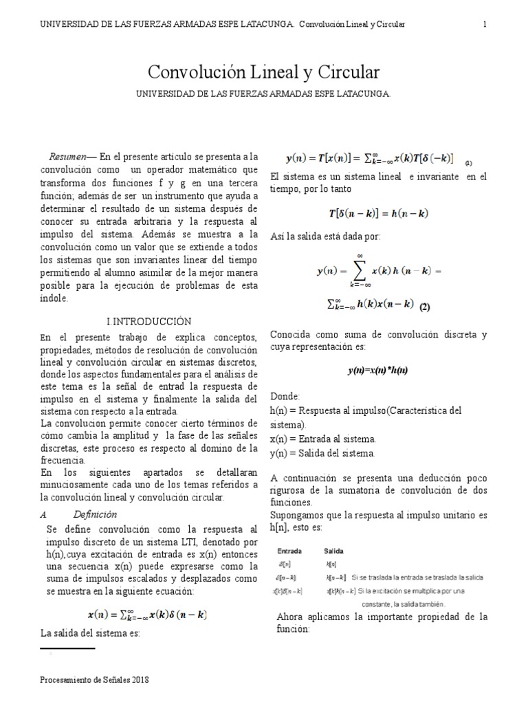 Convolución Lineal y Circular en Sistemas Discretos | PDF ...