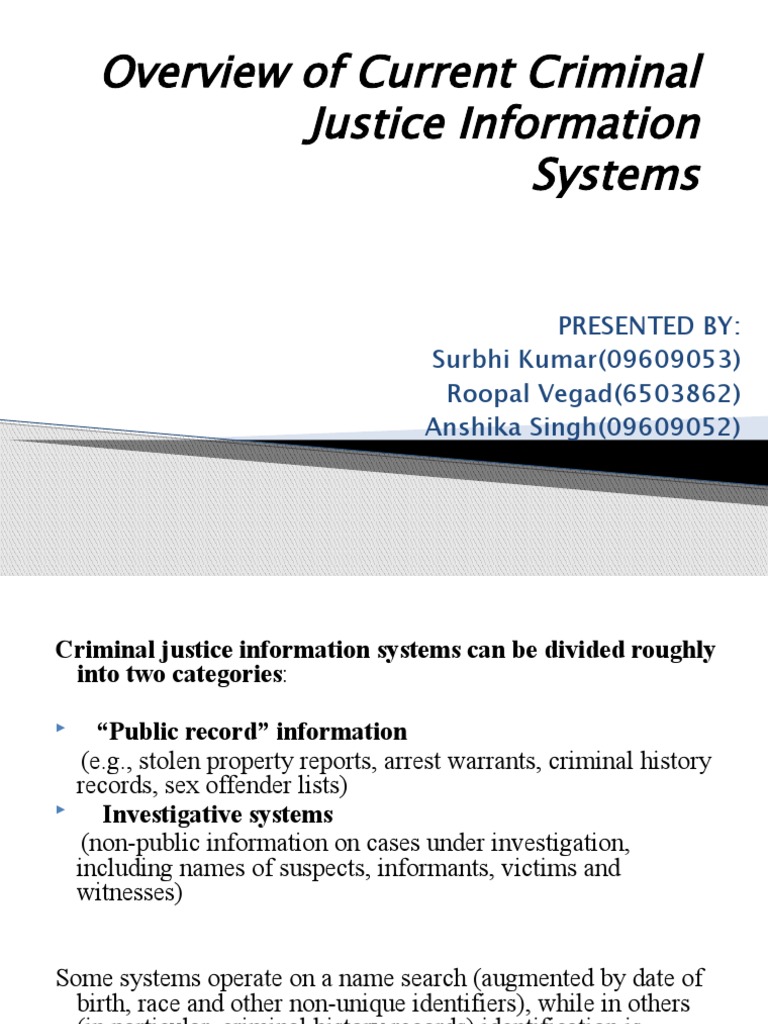 Overview of Current Criminal Justice Information Systems | PDF ...