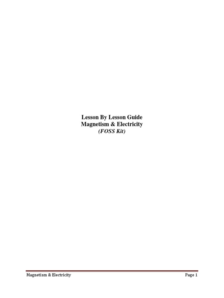 Lesson by Lesson Guide Magnetism & Electricity: (FOSS Kit) | PDF ...