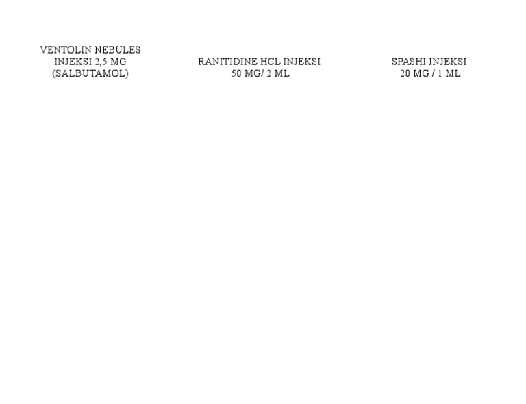Ventolin Nebules Injeksi 2,5 MG (Salbutamol) Ranitidine HCL Injeksi 50 ...